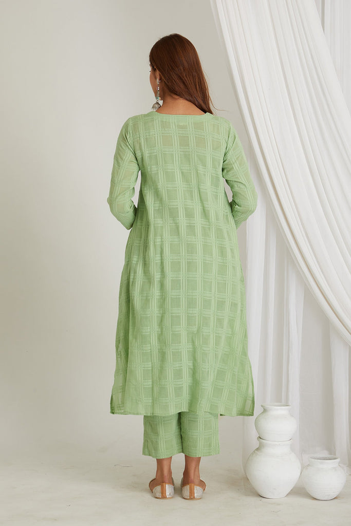 Green Checkered Cord-Set with Slip – Cyan India